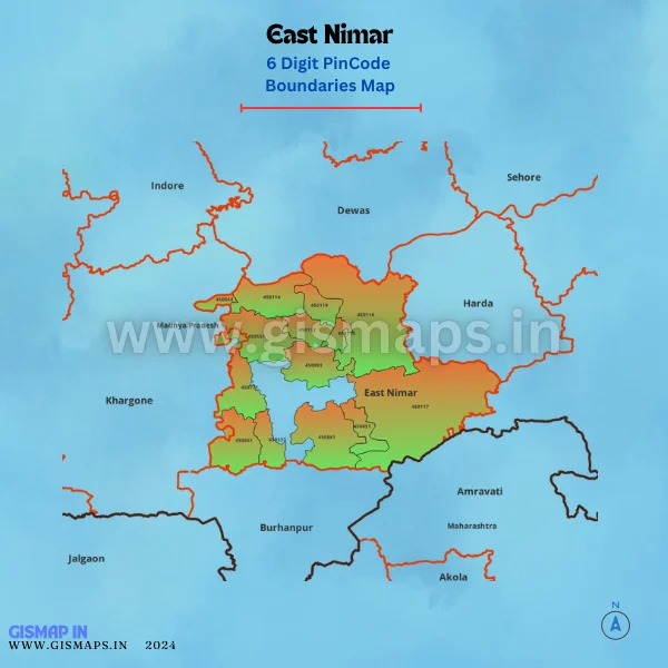 East Nimar PincodeBoundaries Map (Madhya Pradesh)