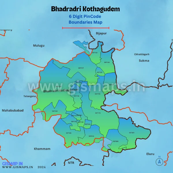 Bhadradri Kothagudem PincodeBoundaries Map (Telangana)