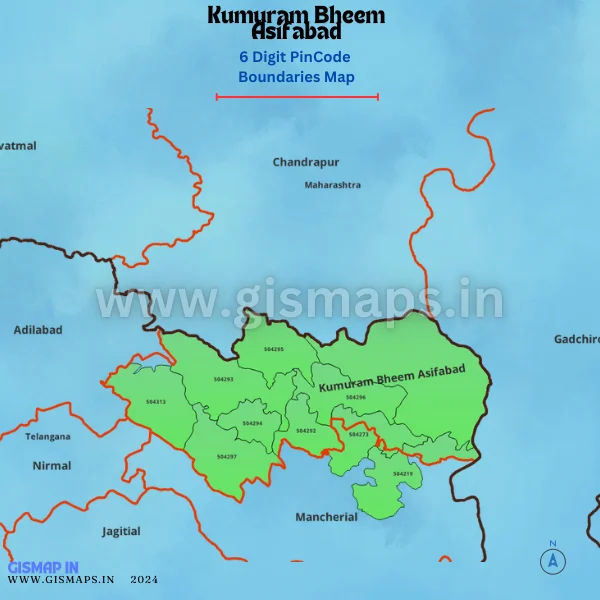 Kumuram Bheem Asifabad PincodeBoundaries Map (Telangana)
